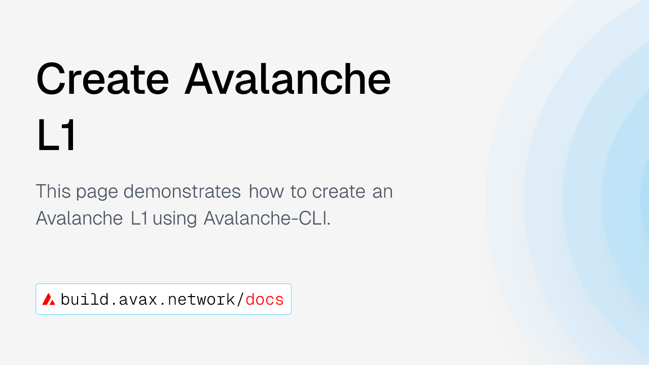 Create Avalanche L1 | Avalanche Builder Hub